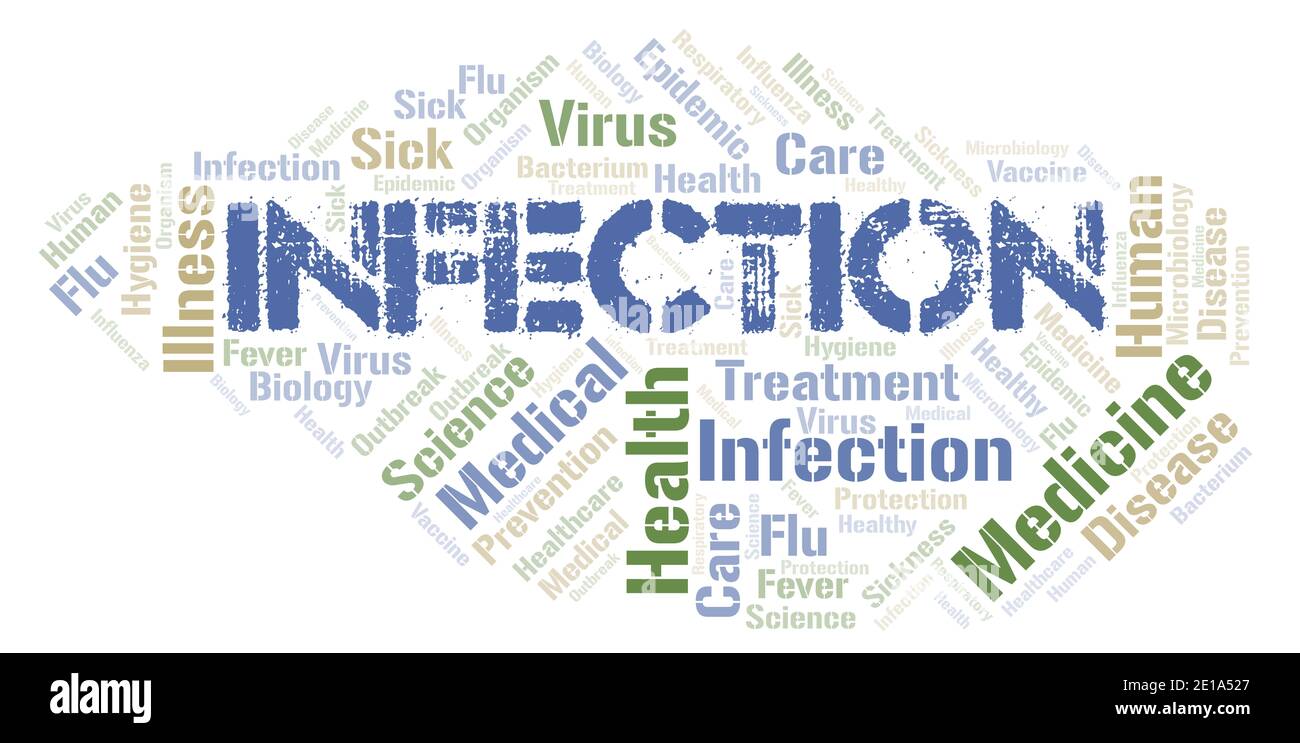 Infection typography word cloud create with text only Stock Photo - Alamy