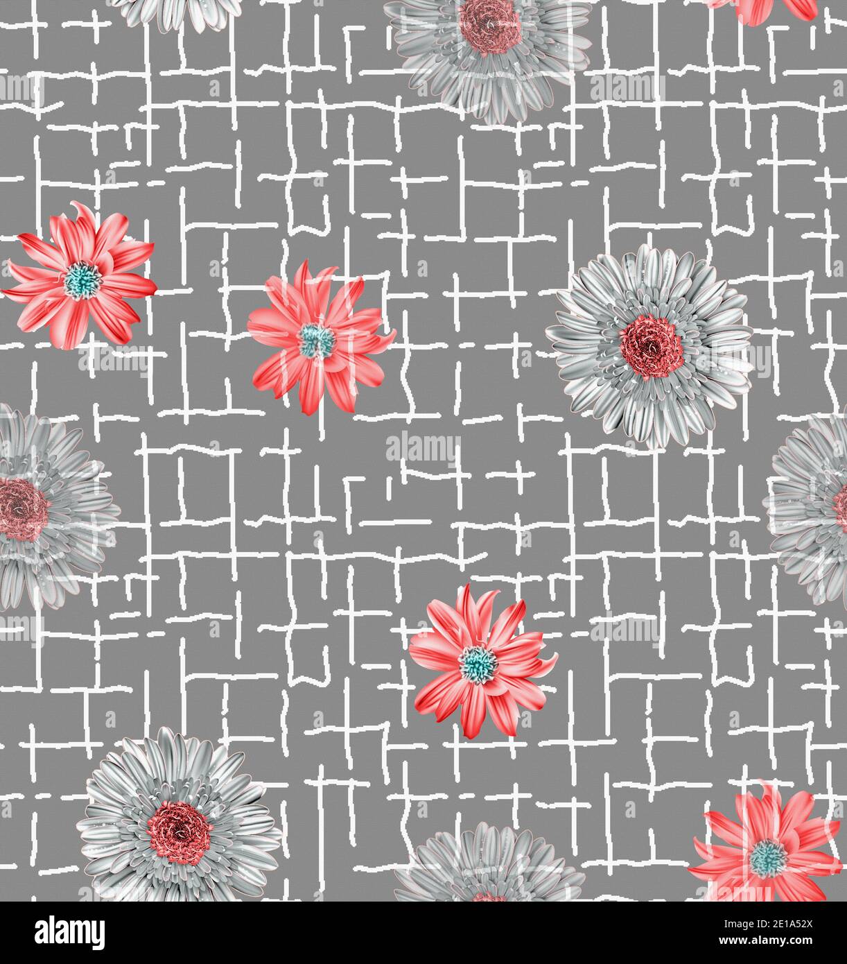 textile flower with line pattern background seamless design Stock Photo ...