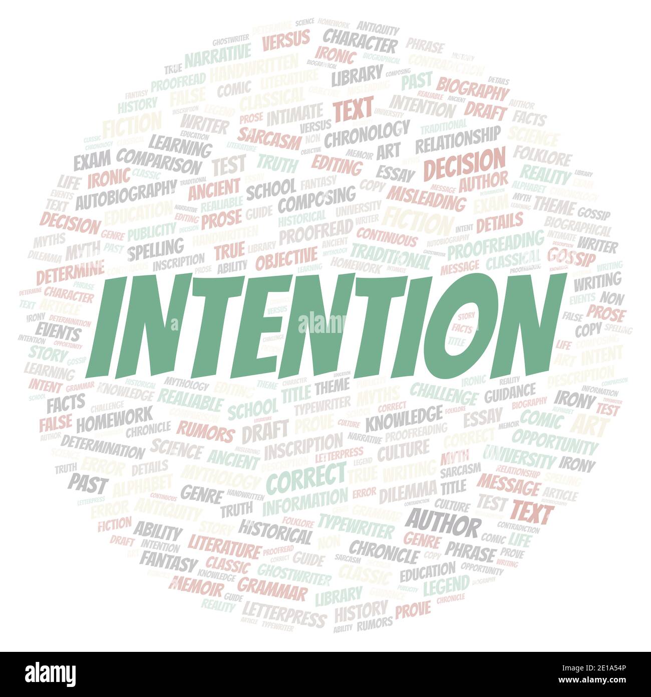 Intention typography word cloud create with text only Stock Photo - Alamy