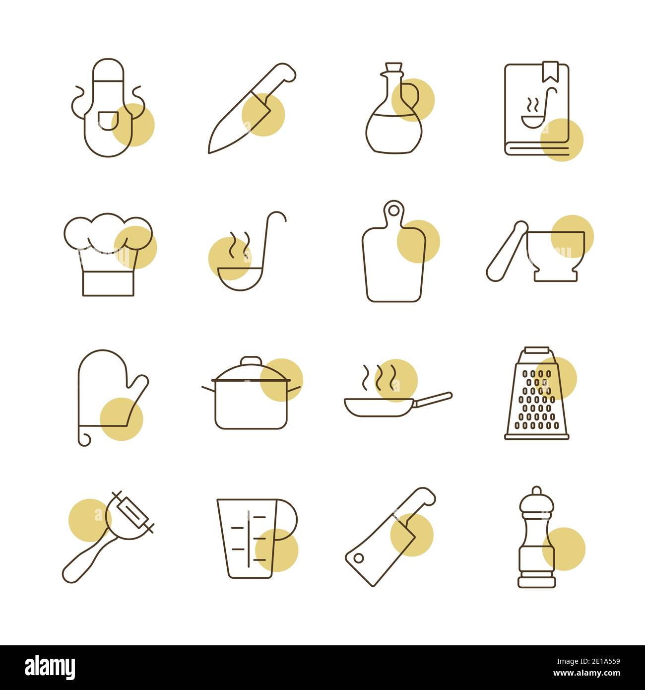 Cooking foods and kitchen vector icon set. Graph symbol for cooking web ...