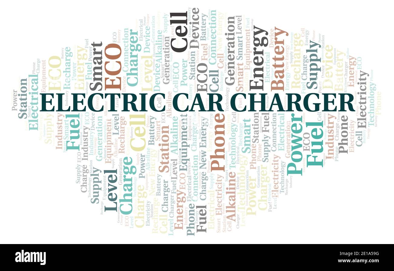 Electric Car Charger typography word cloud create with text only Stock ...