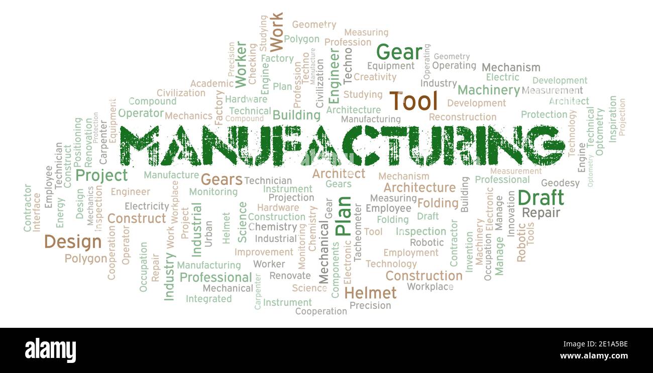 Word cloud concept illustration manufacturing Cut Out Stock Images ...