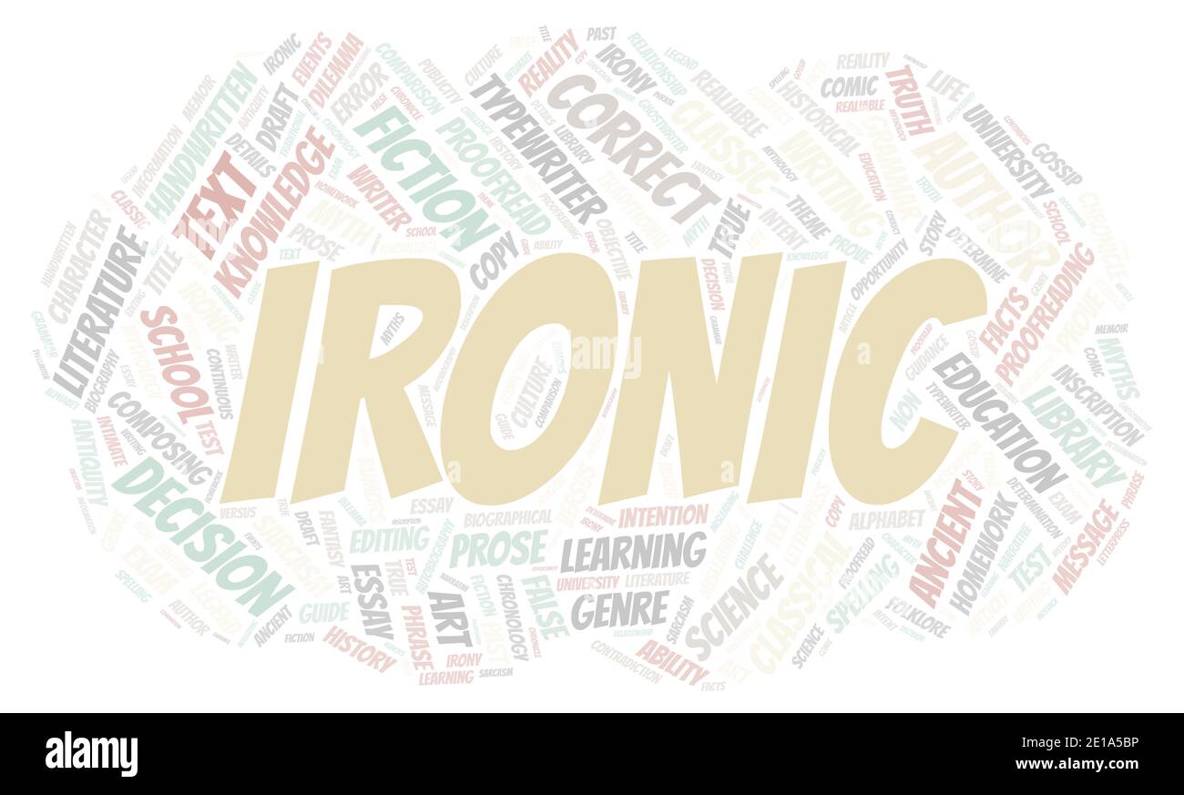 Ironic typography word cloud create with text only Stock Photo - Alamy
