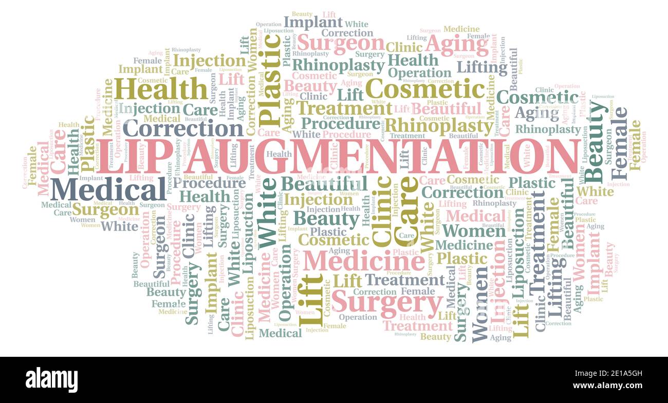 Lip Augmentation typography word cloud create with text only. Type of ...