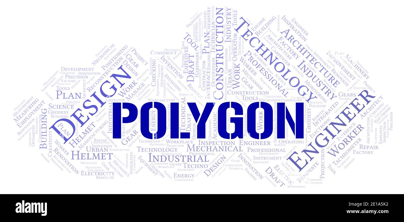 Polygon typography word cloud create with text only Stock Photo - Alamy