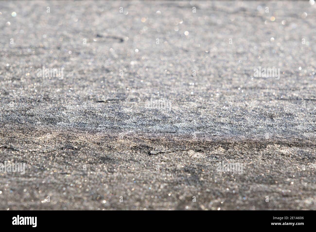 Frozen concrete close up detail on 31st December 2020 in Birmingham ...