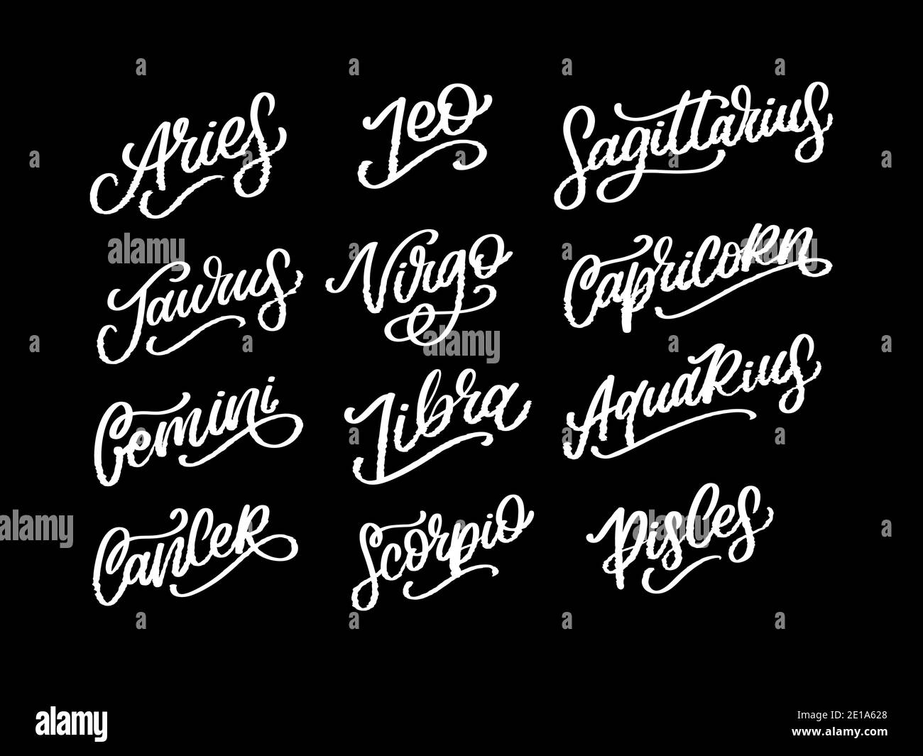 Zodiac lettering Vector Sign. Cartoon astrology text illustration ...