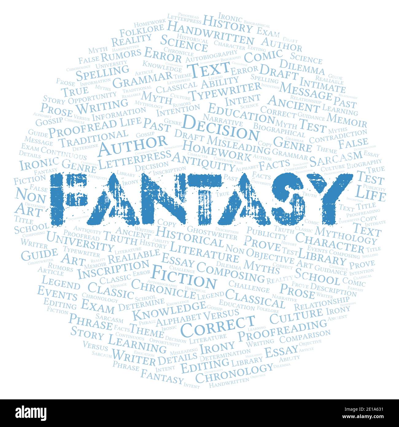 Fantasy typography word cloud create with text only Stock Photo - Alamy
