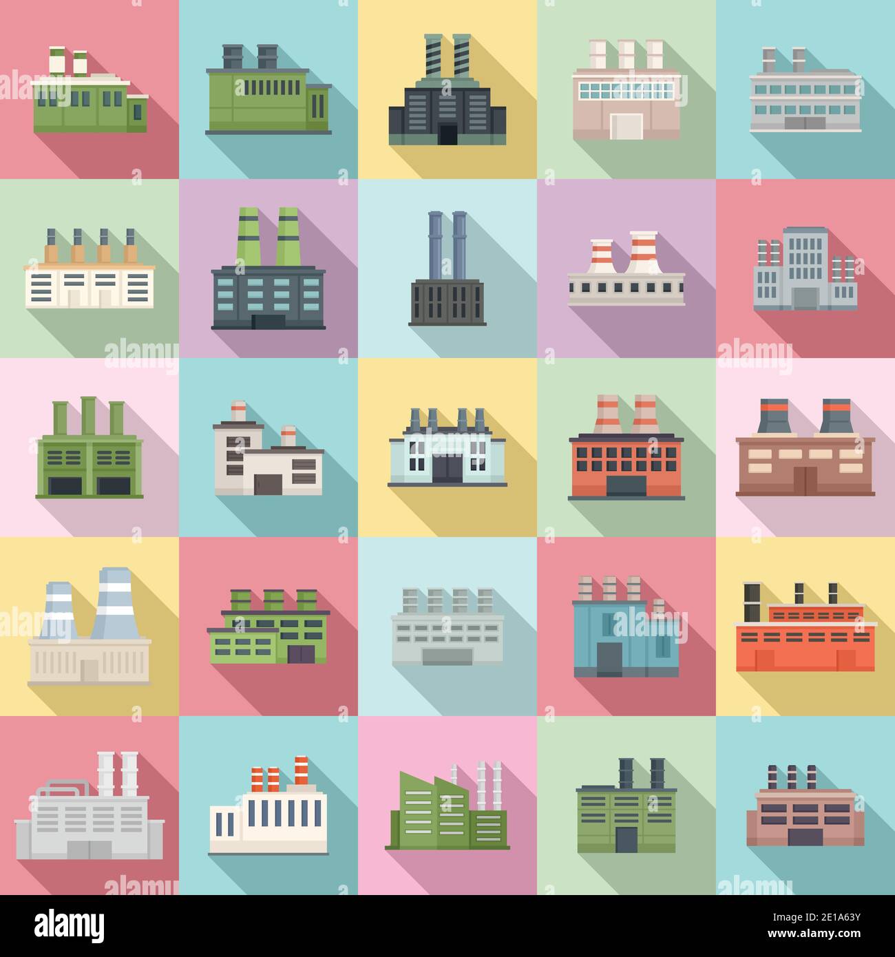 Recycle factory icons set, flat style Stock Vector Image & Art - Alamy