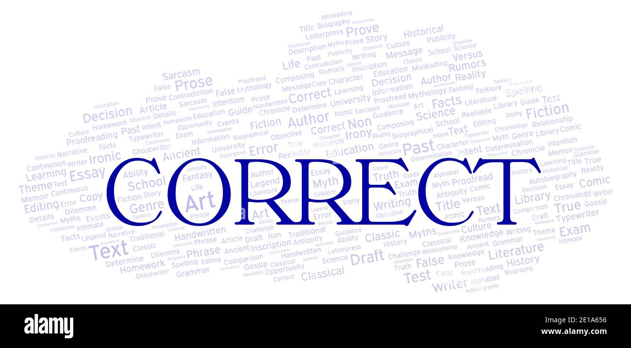 Correct typography word cloud create with text only Stock Photo - Alamy