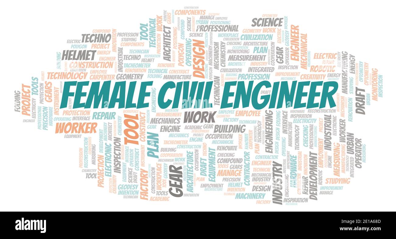 Female Civil Engineer typography word cloud create with text only Stock ...