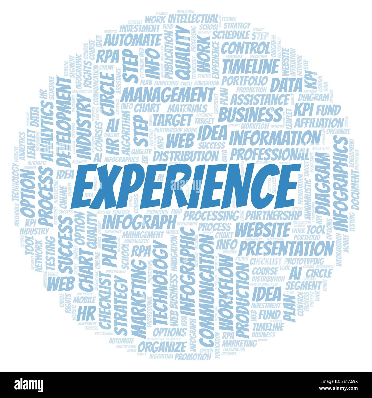 Experience typography word cloud create with text only Stock Photo - Alamy