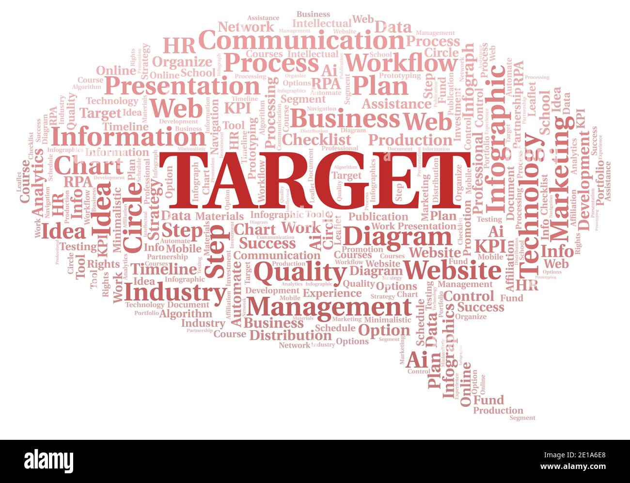 Target typography word cloud create with text only Stock Photo - Alamy