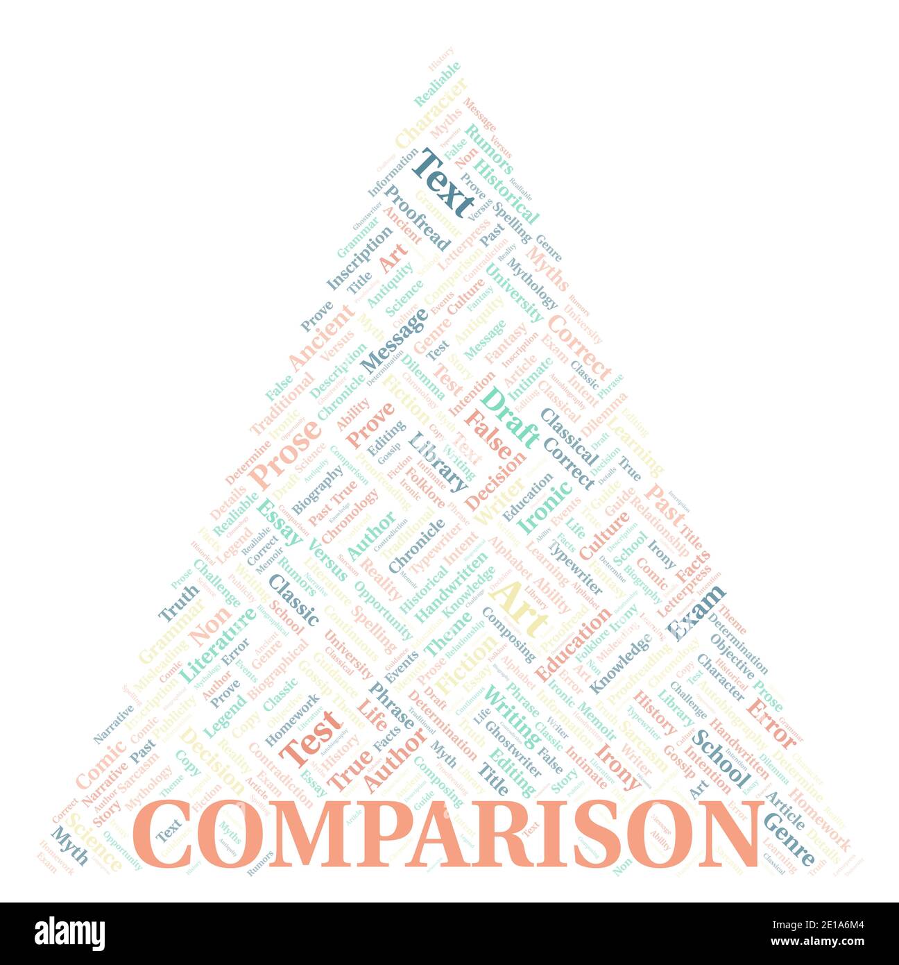 Comparison typography word cloud create with text only Stock Photo - Alamy