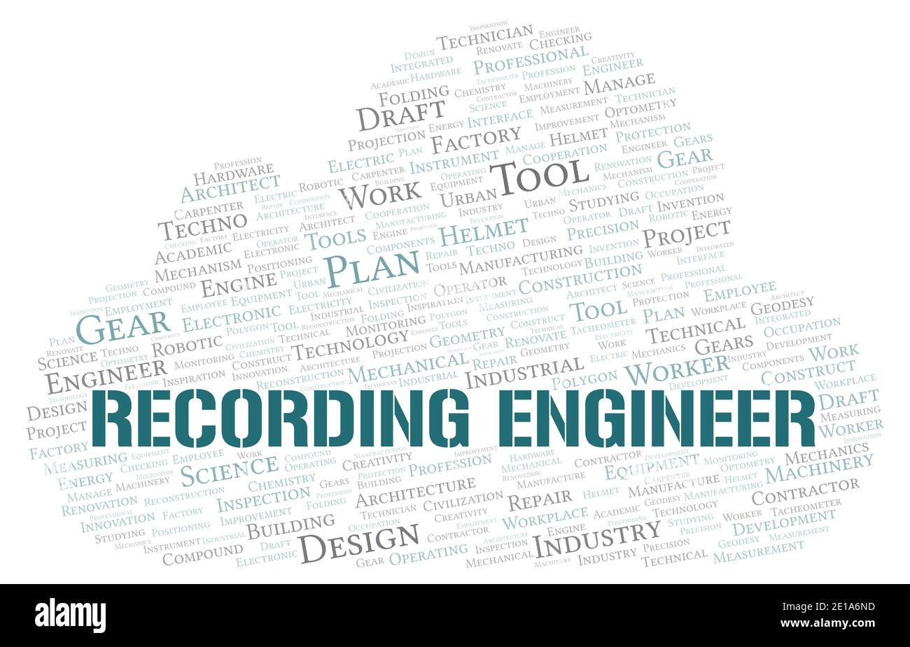 Recording Engineer typography word cloud create with text only Stock ...