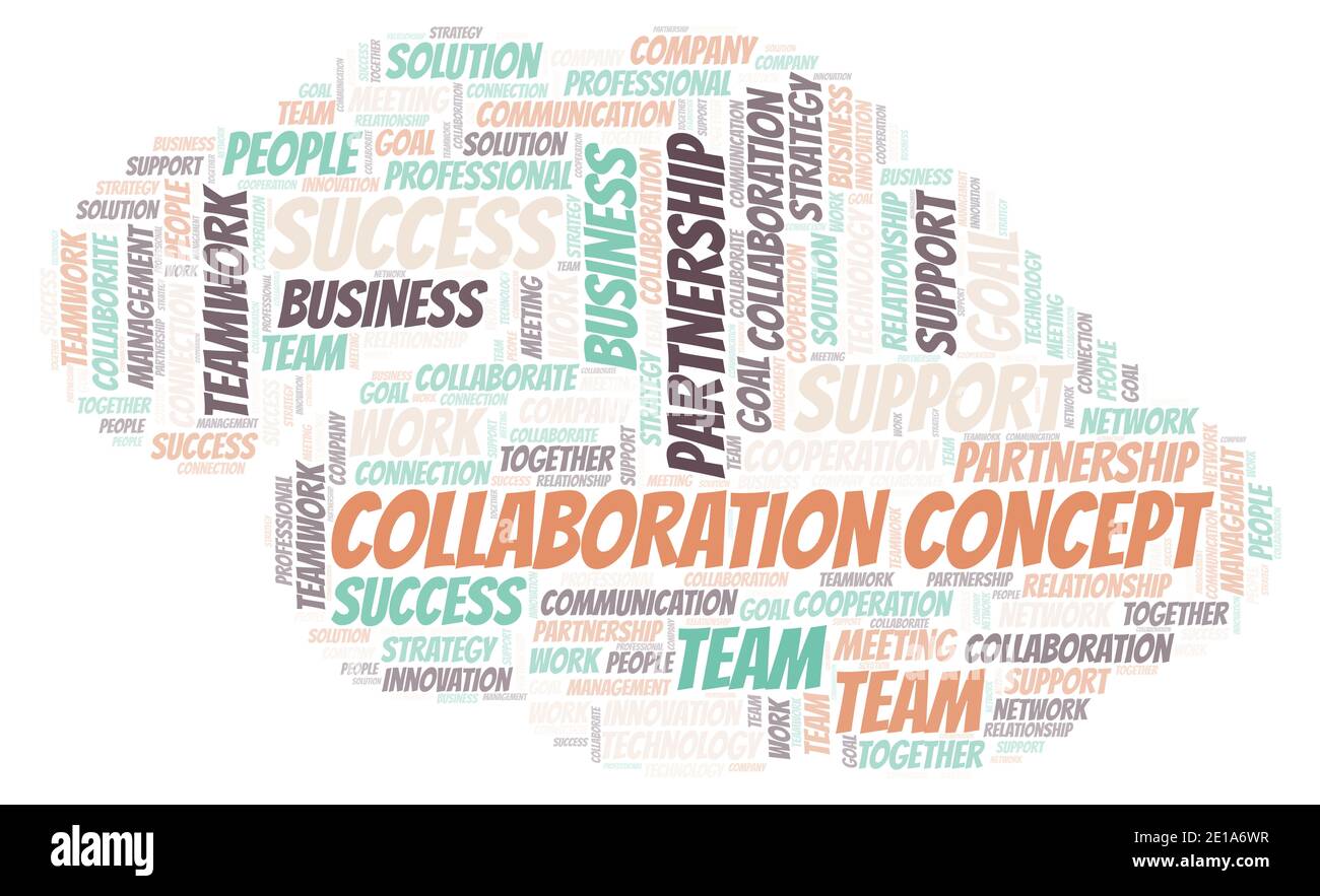 Collaboration Concept typography word cloud create with text only Stock ...
