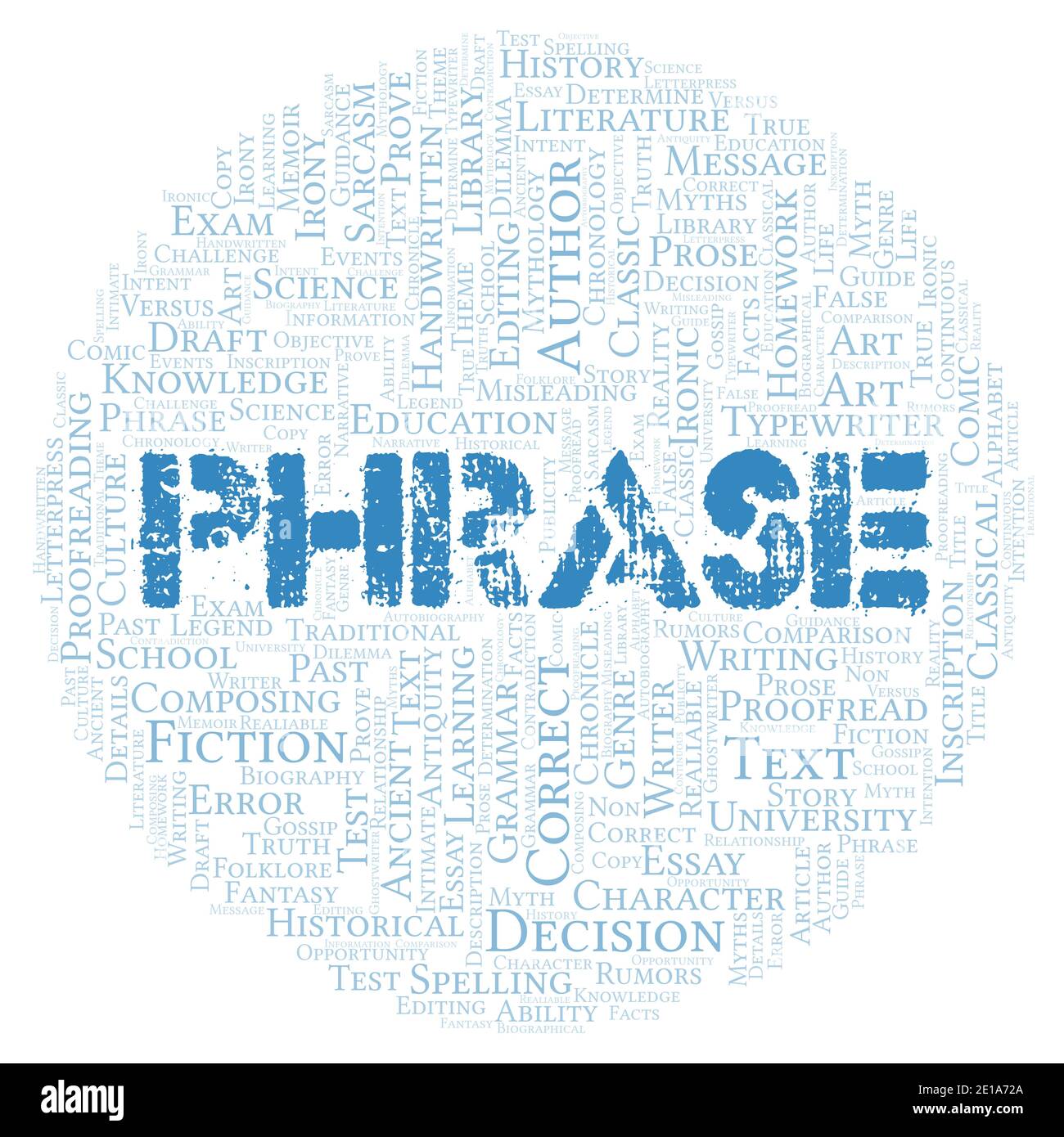 Phrase typography word cloud create with text only Stock Photo - Alamy
