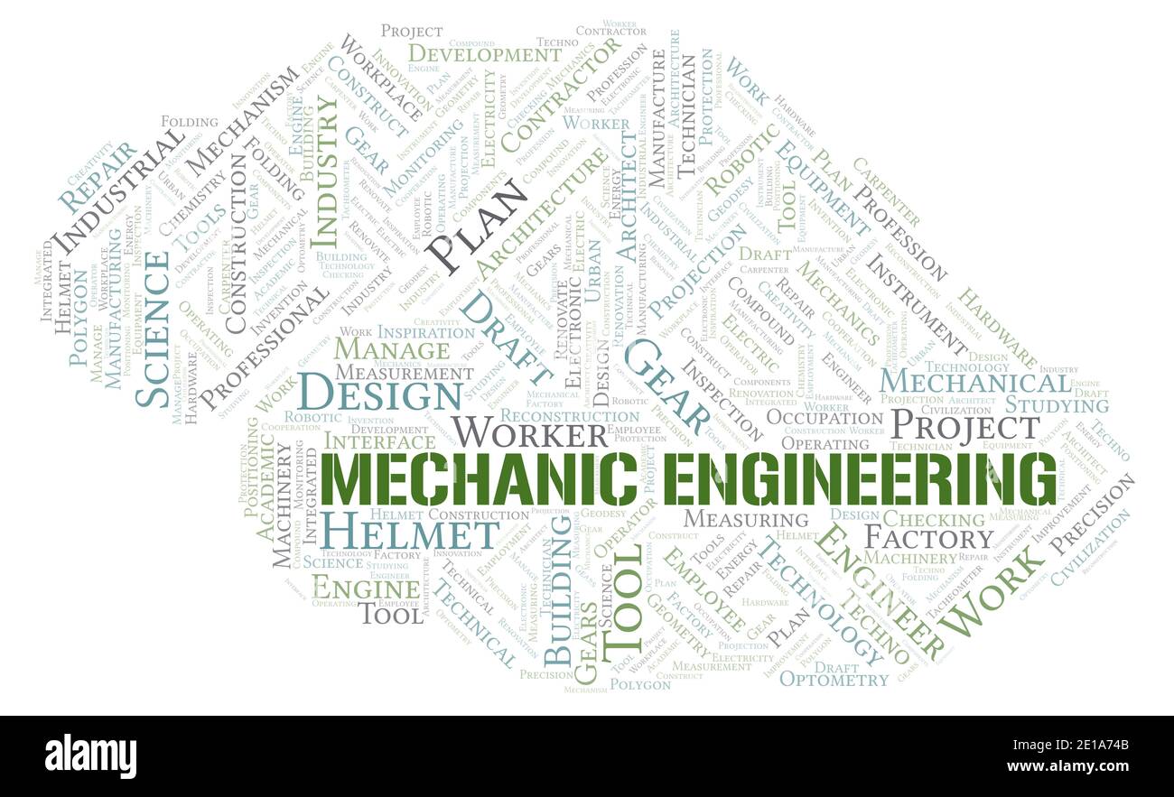 Mechanic Engineering typography word cloud create with text only Stock ...