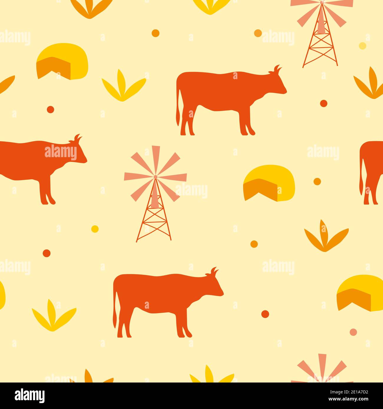 Seamless pattern background with cow and cheese - vector illustration ...