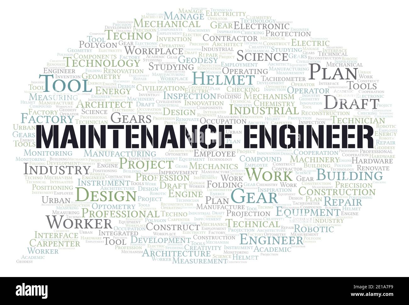 Maintenance Engineer typography word cloud create with text only Stock ...