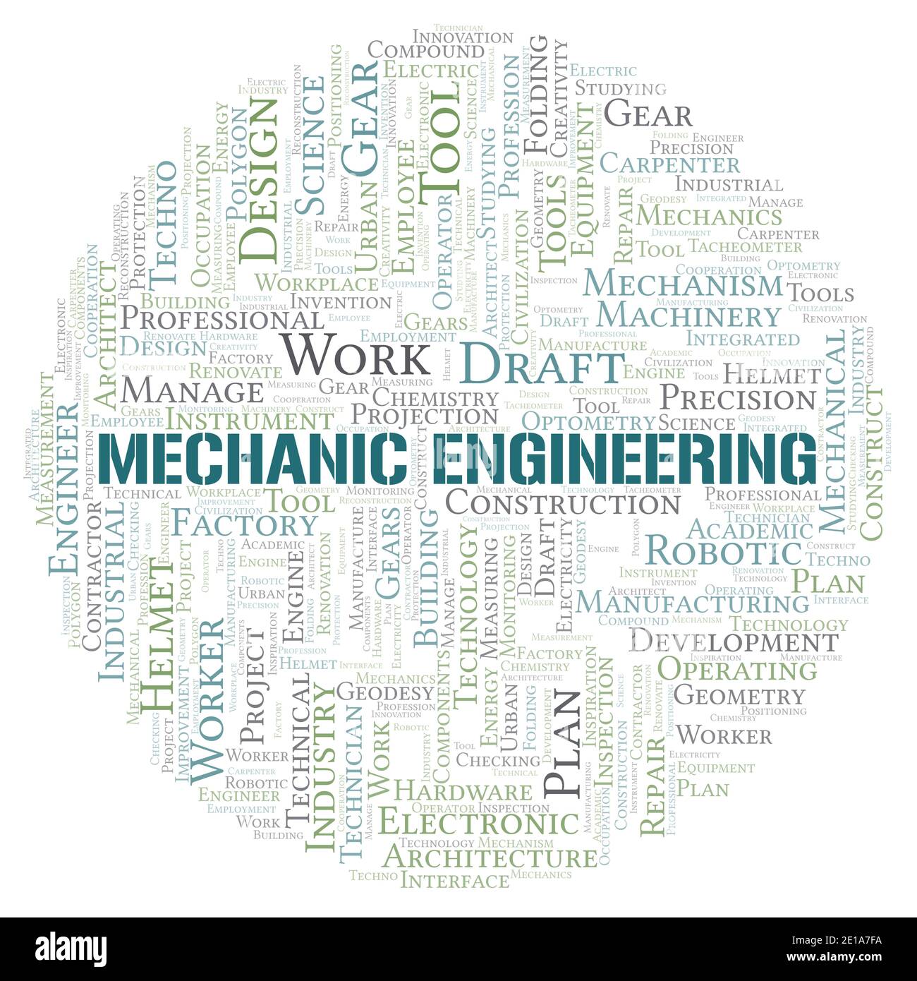 Mechanic Engineering typography word cloud create with text only Stock ...