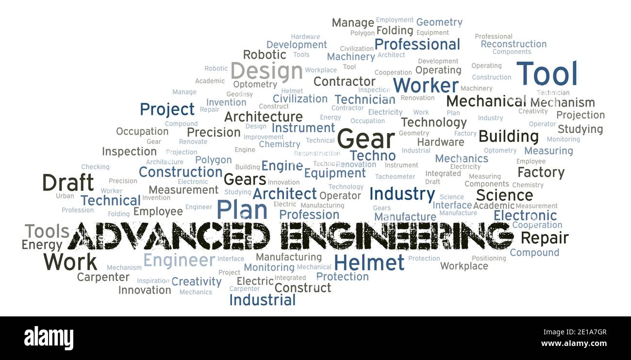 Advanced Engineering typography word cloud create with text only Stock ...