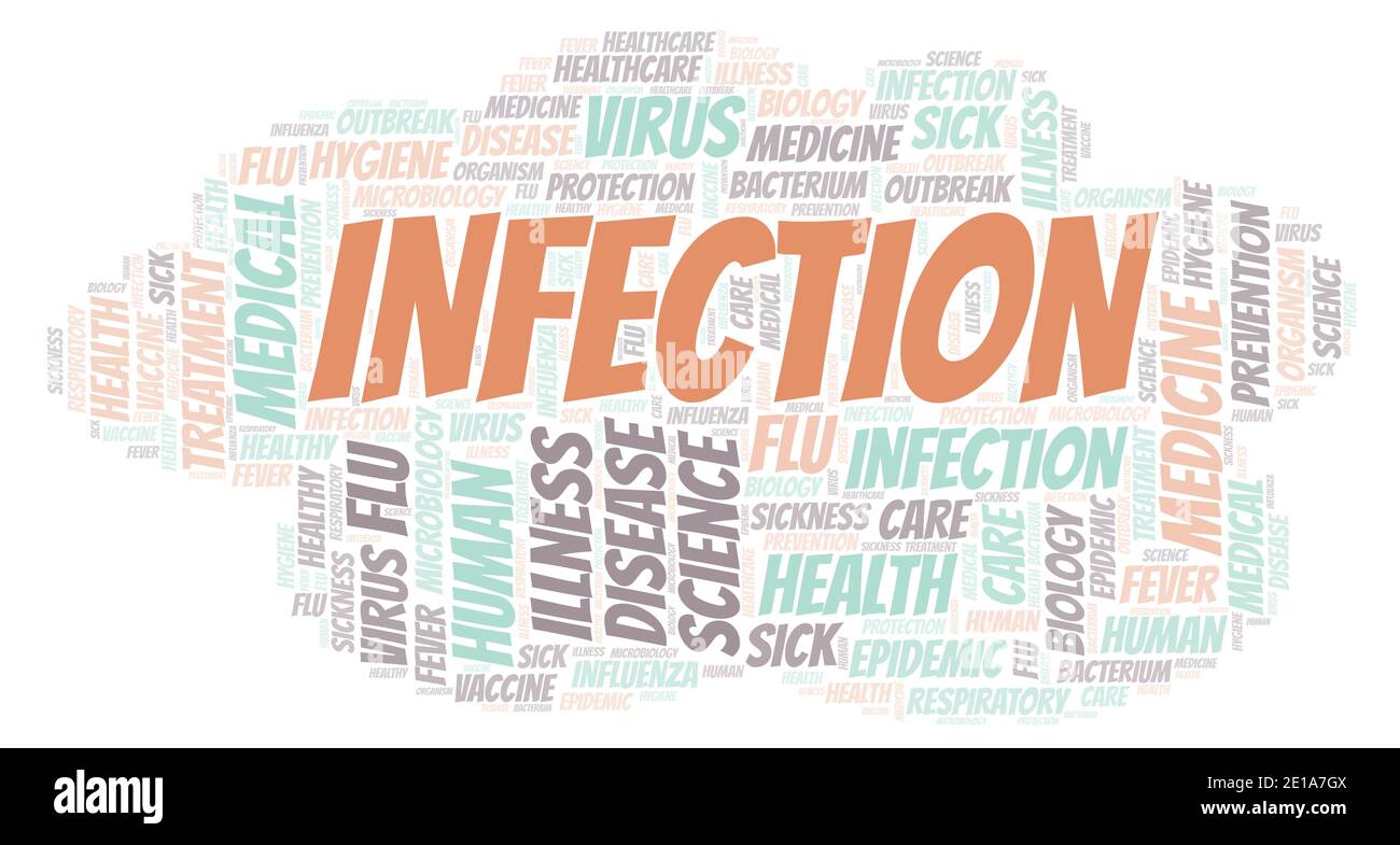 Infection typography word cloud create with text only Stock Photo - Alamy