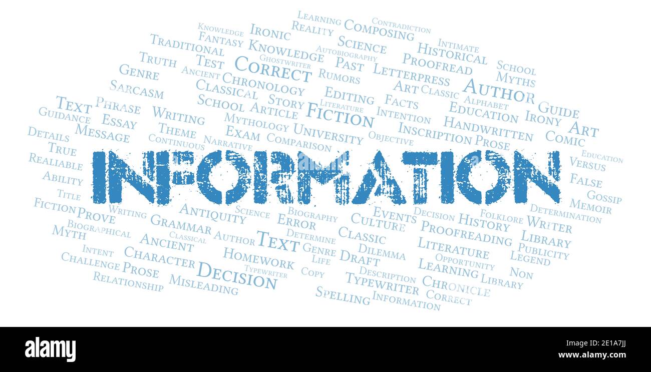 Information typography word cloud create with text only Stock Photo - Alamy