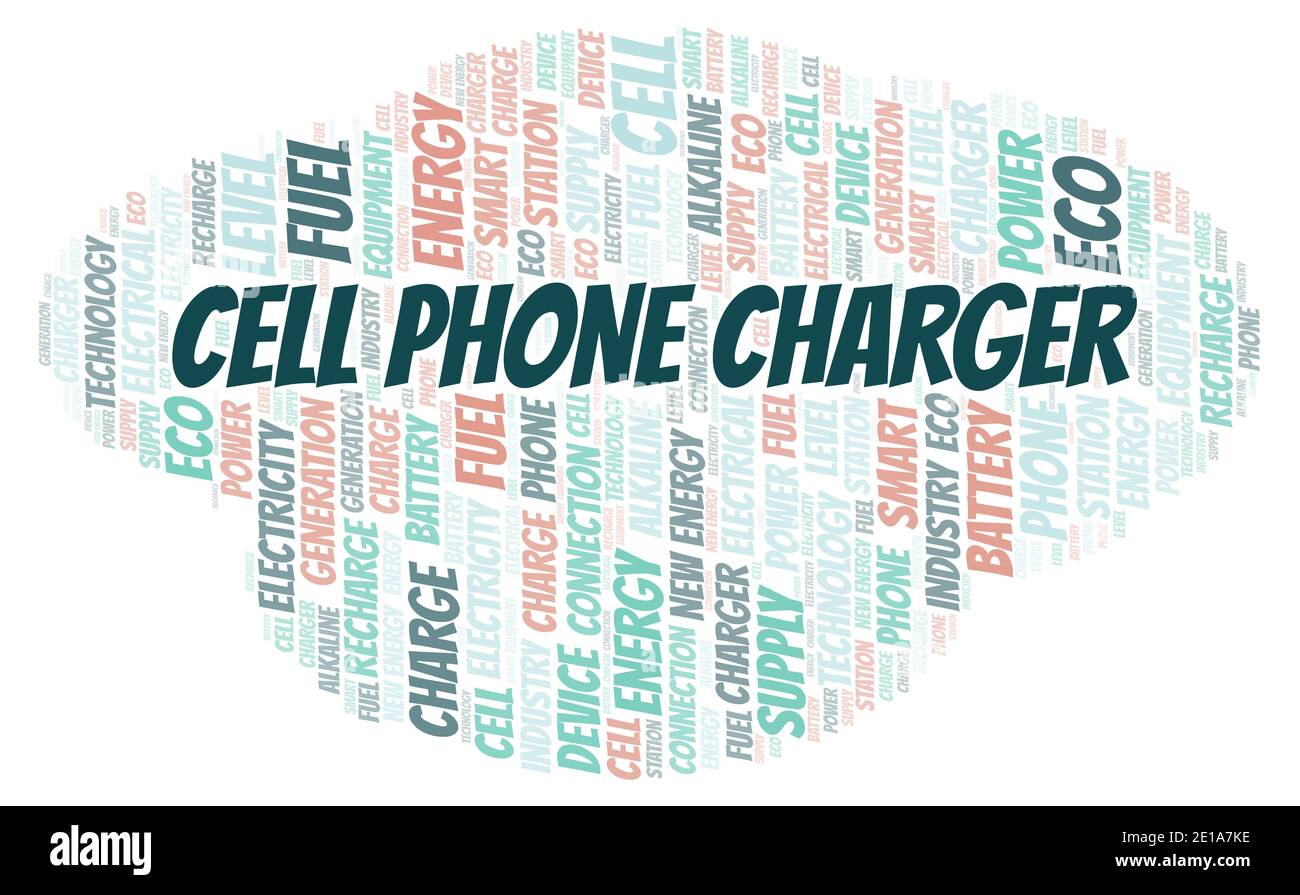 Cell Phone Charger typography word cloud create with text only Stock ...