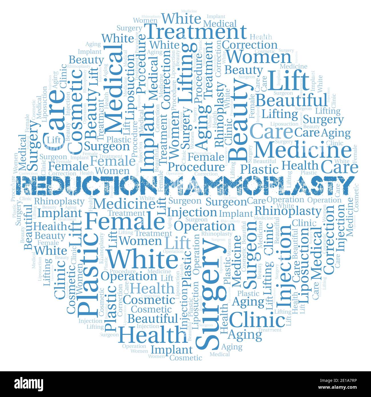 Reduction Mammoplasty typography word cloud create with text only. Type ...