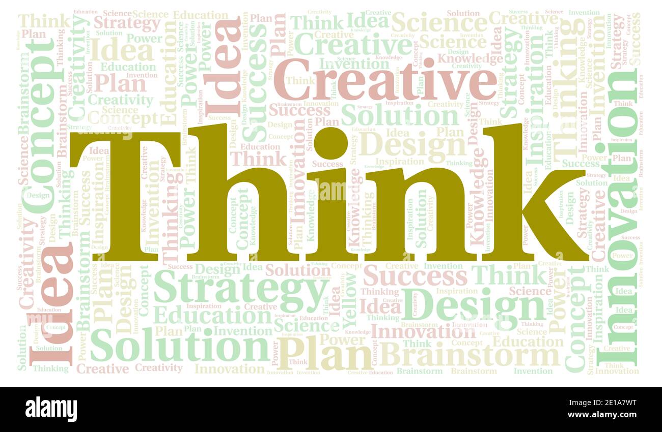 Think typography word cloud create with text only Stock Photo - Alamy