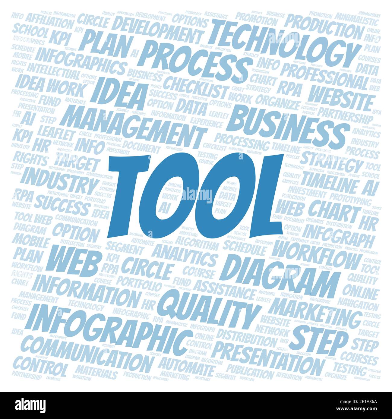 Tool typography word cloud create with text only Stock Photo - Alamy