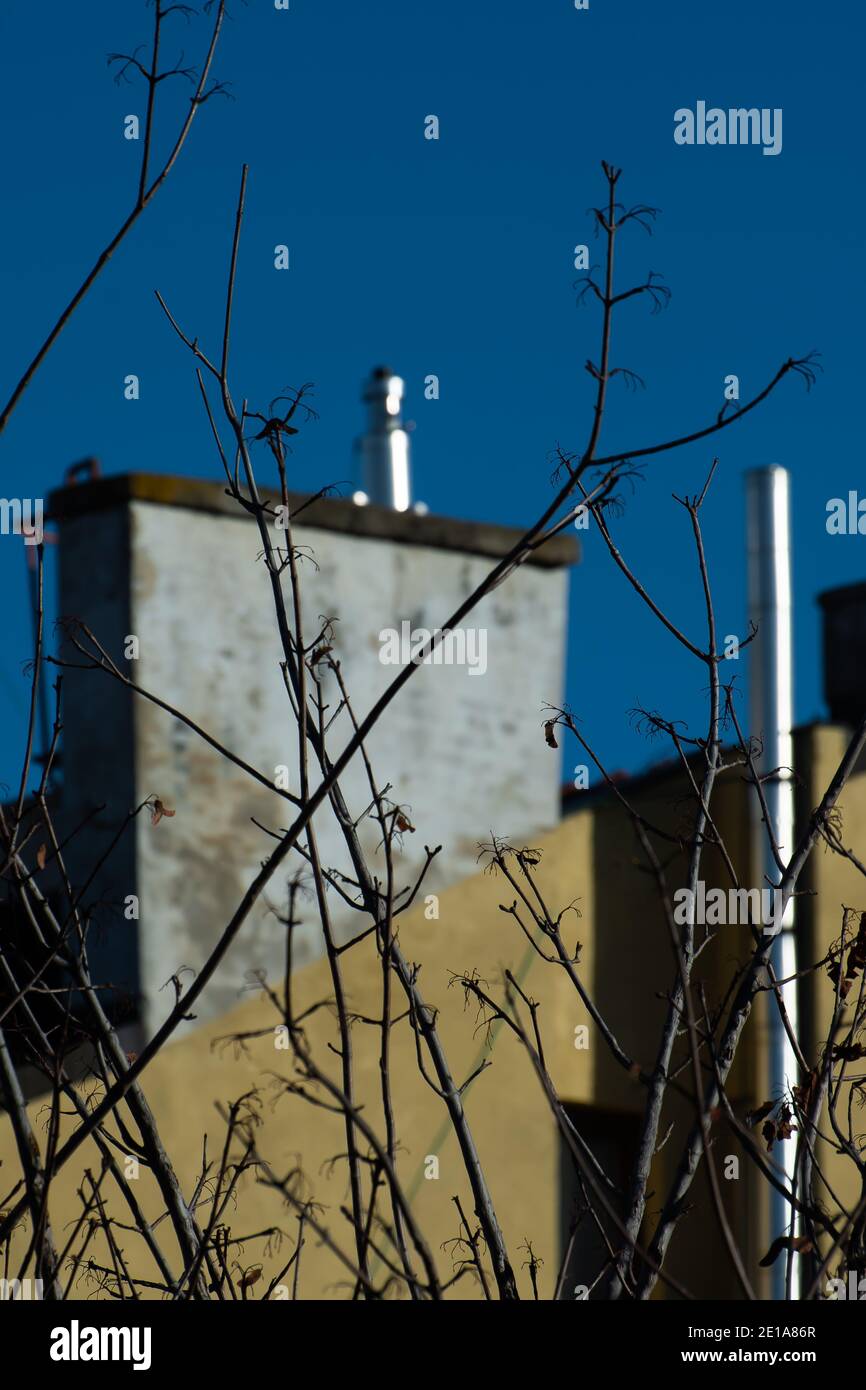 Roofs and chimneas of old and high quality buildings in the district of ...