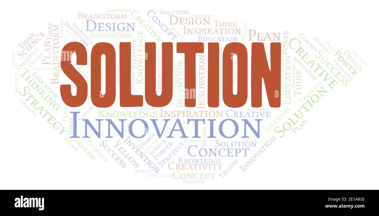 Solution typography word cloud create with text only Stock Photo - Alamy