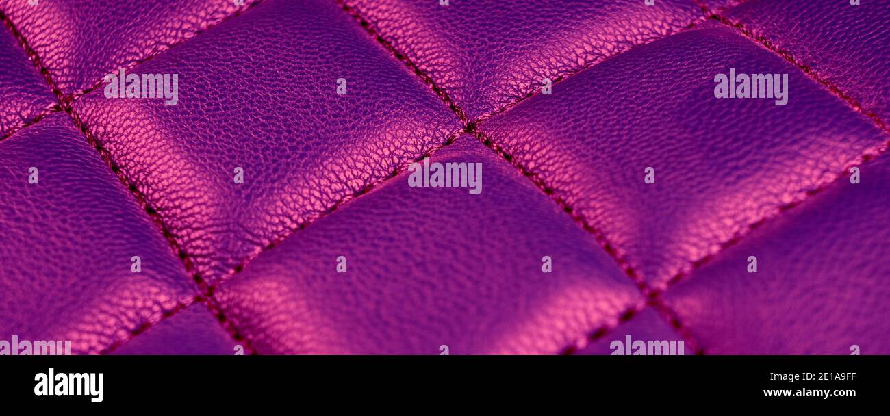 Pink perforated leather texture background. Pink Leather with stitching ...