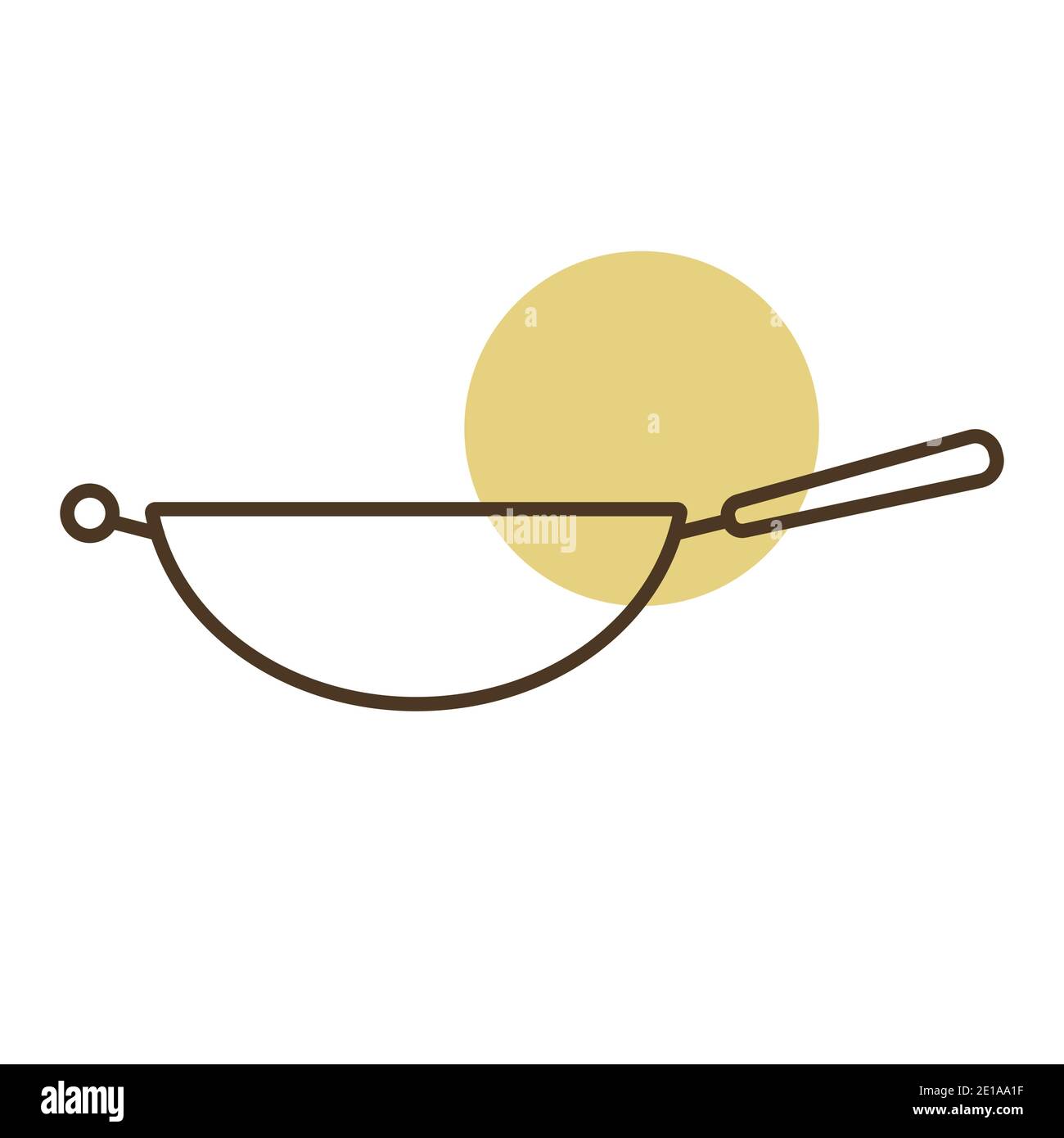 Wok frying pan vector icon. Kitchen appliance. Graph symbol for cooking ...