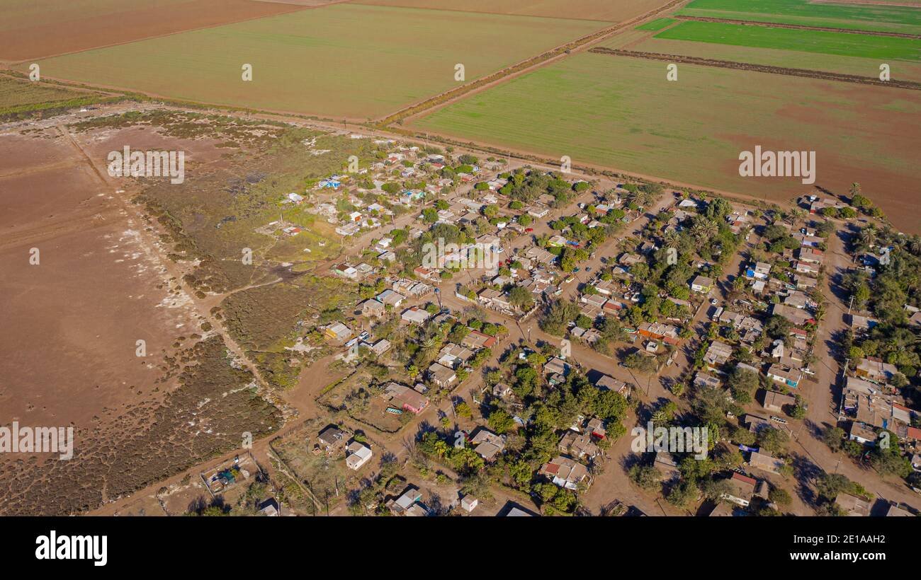 Aerial view of the parcels and hectares of crops in the community ...