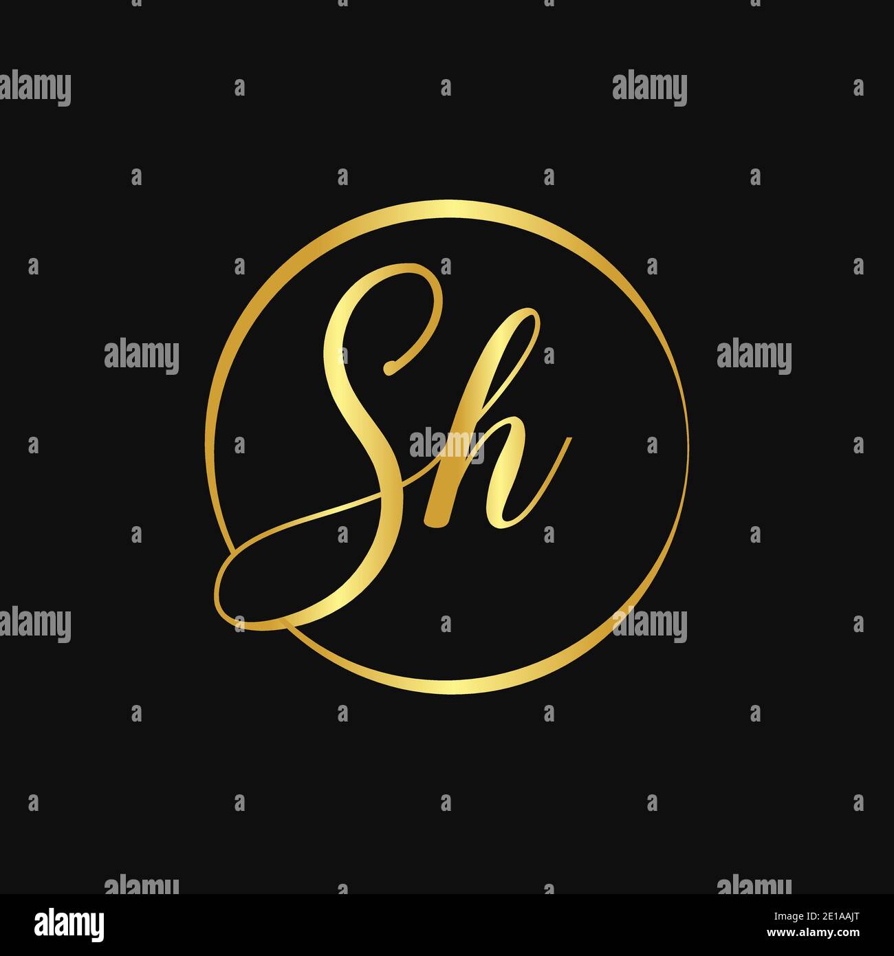 Initial SH letter Logo Design vector Template. Abstract Script Letter ...