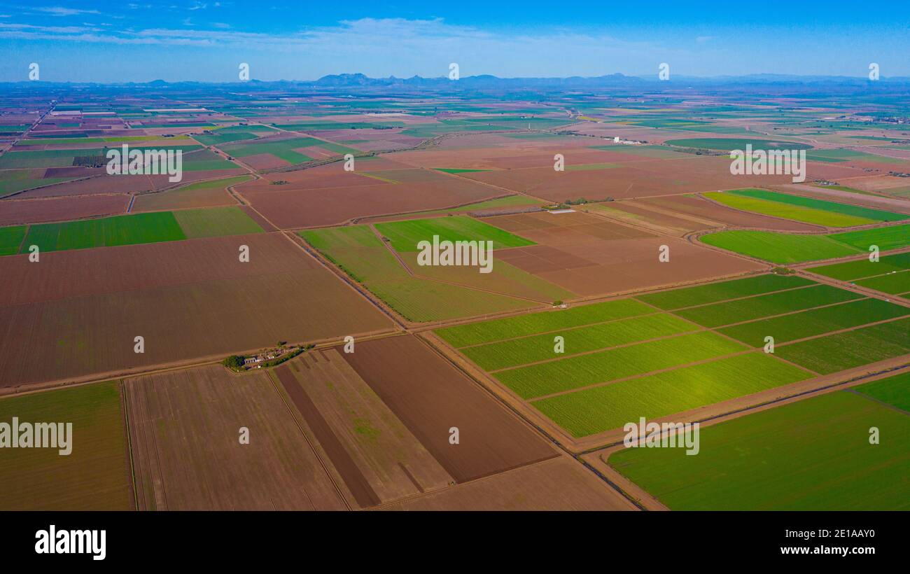 Aerial view of the parcels and hectares of crops in the community ...