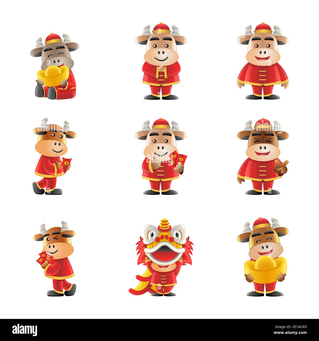 Chinese new year cute of cartoon design in the year of ox,vector ...