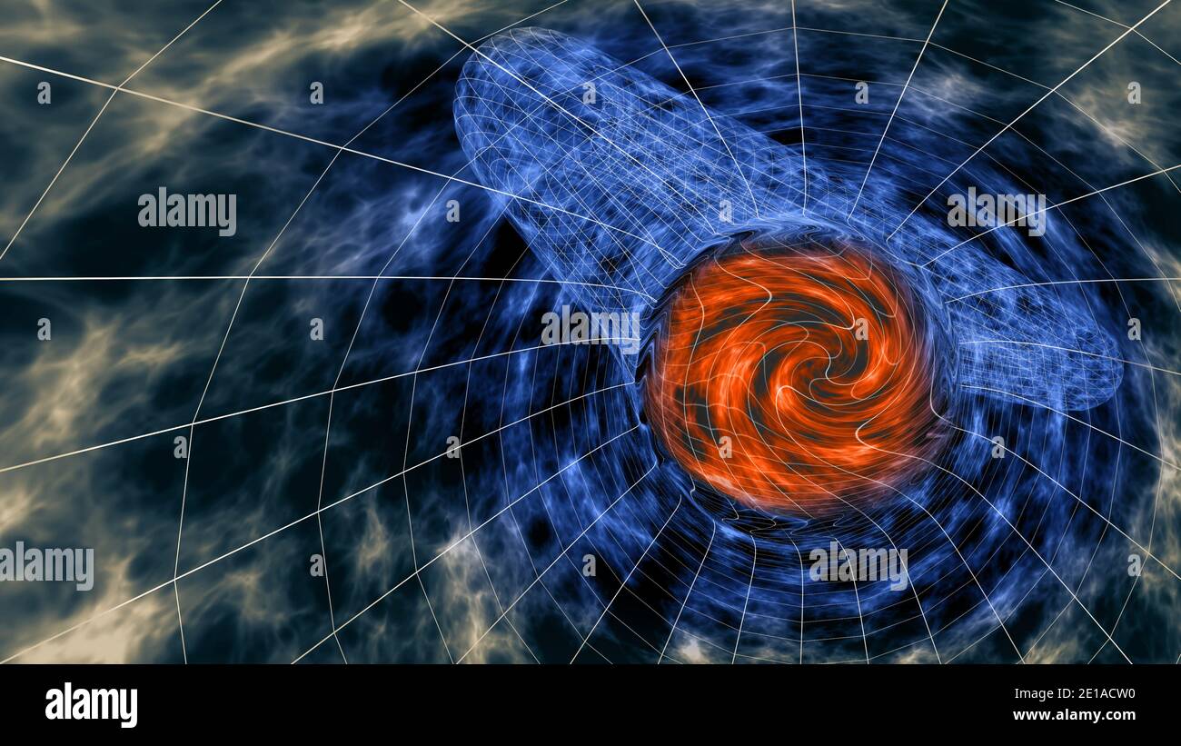 3D Rendering of an exotic wormhole opening with a distorted red shift, for fantasy games or ...
