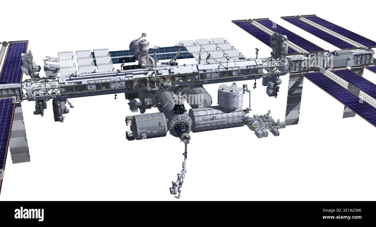 3D Rendering of the zenith side of the International Space Station with ...