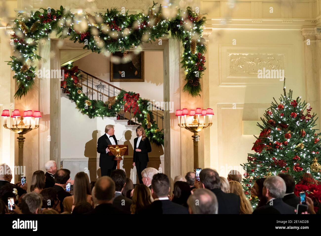 U.S President Donald Trump and First Lady Melania Trump arrive for the ...