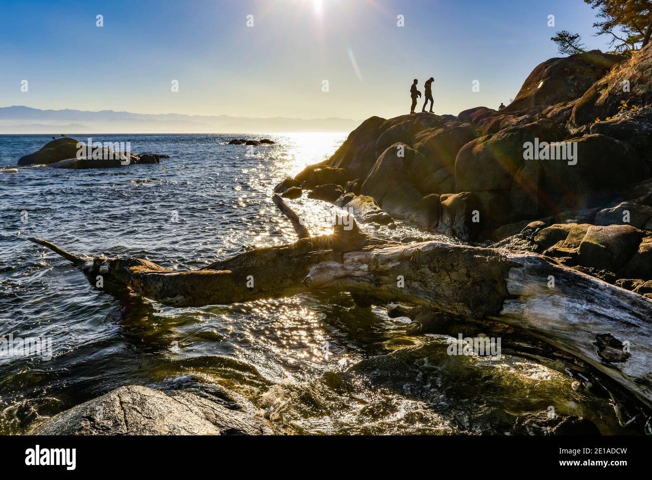 Hikers, East Sooke Regional Park, Vancouver Island, British Columbia ...