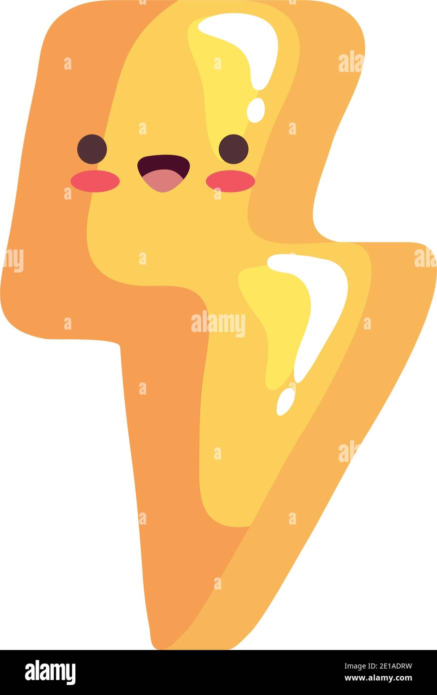 cute ray thunder sticker kawaii character icon Stock Vector Image & Art ...