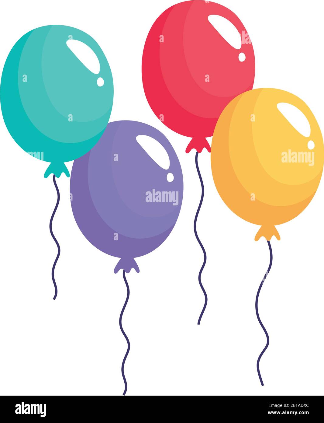 Colors Balloons Helium Floating Decorative Icon Stock Vector Image