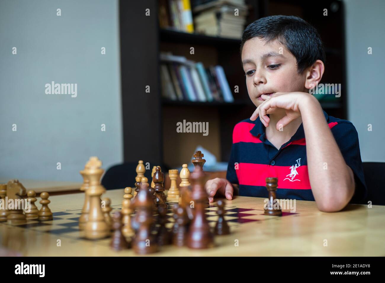 Learners of the Quba Chess School play chess during a training lesson, Azerbaijan Stock Photo ...