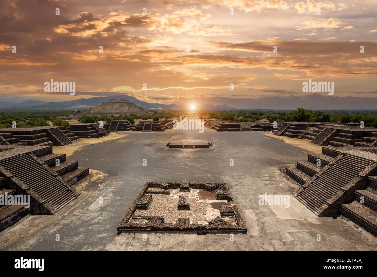 Landmark Teotihuacan pyramids complex located in Mexican Highlands and ...