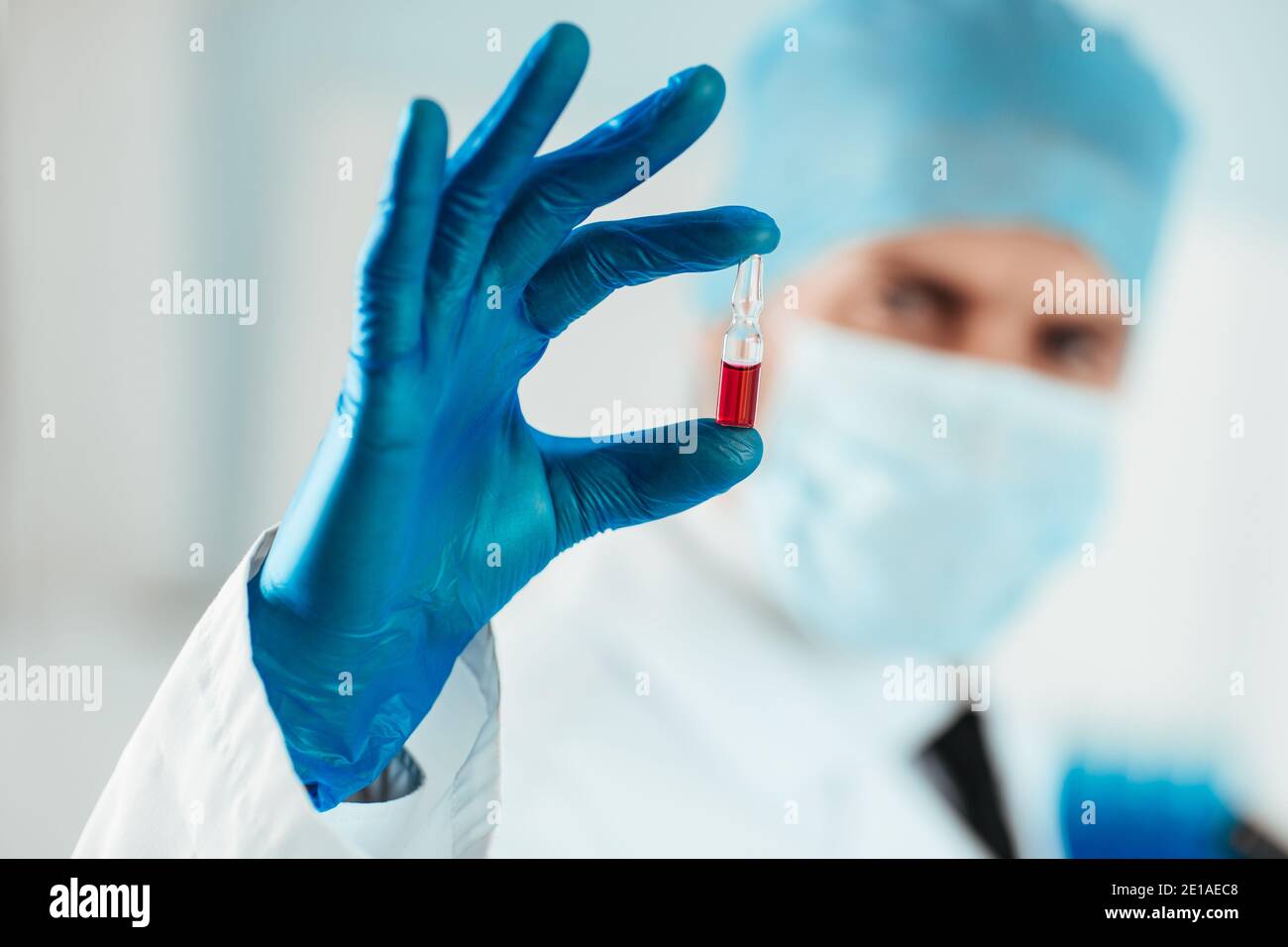 close up. capsule with a vaccine in the hands of a scientist Stock ...