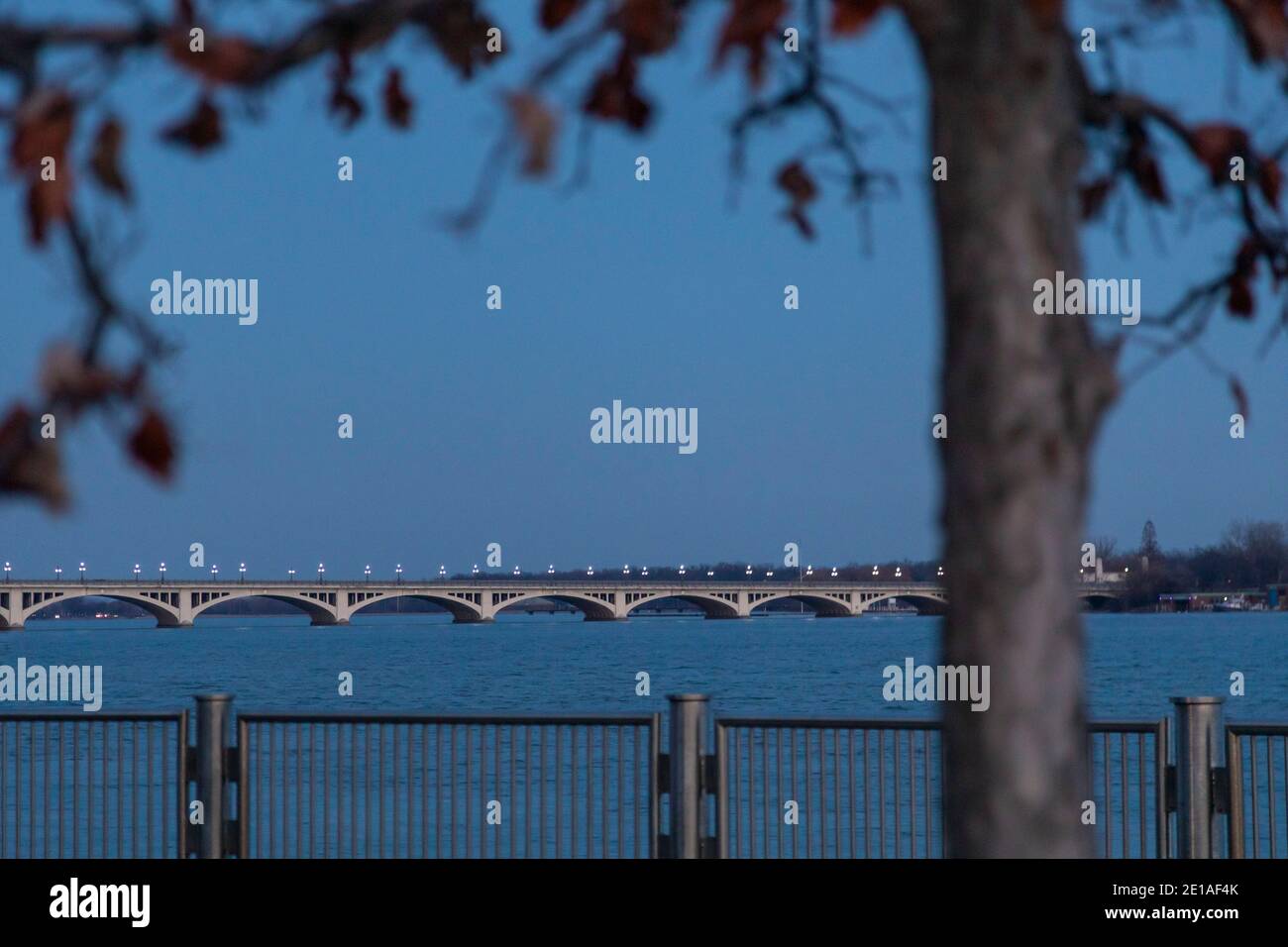 Detroit, Michigan - The MacArthur Bridge, which connects Detroit with ...